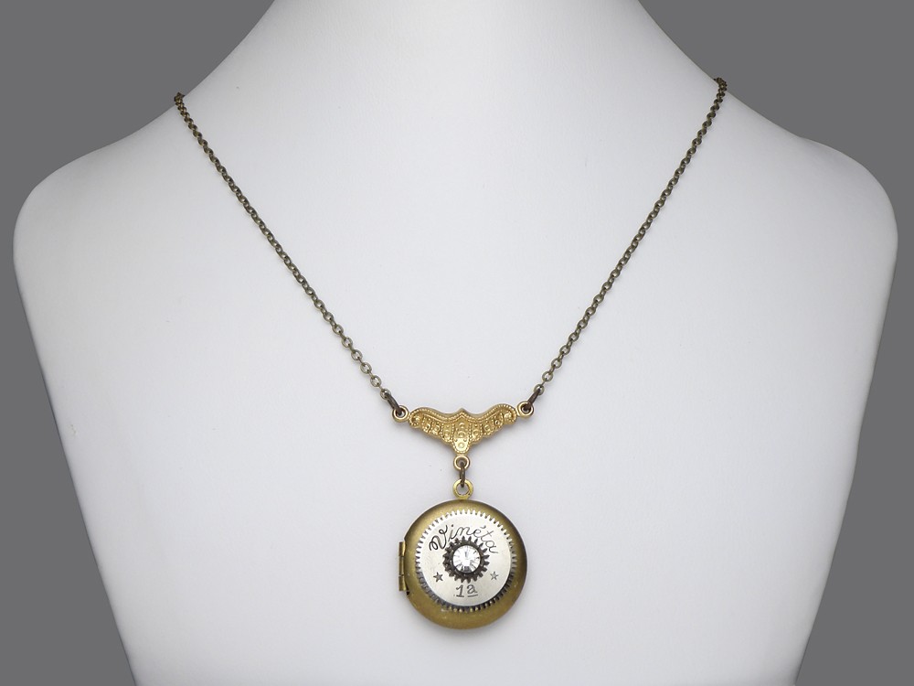 Antique Silver Watch Gear Locket Circa 1920 Hand Engraved Gold and ...